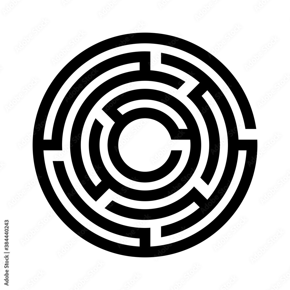 Abstract maze background. Labyrinths in shape of circle. Modern design of mystery pattern for ...