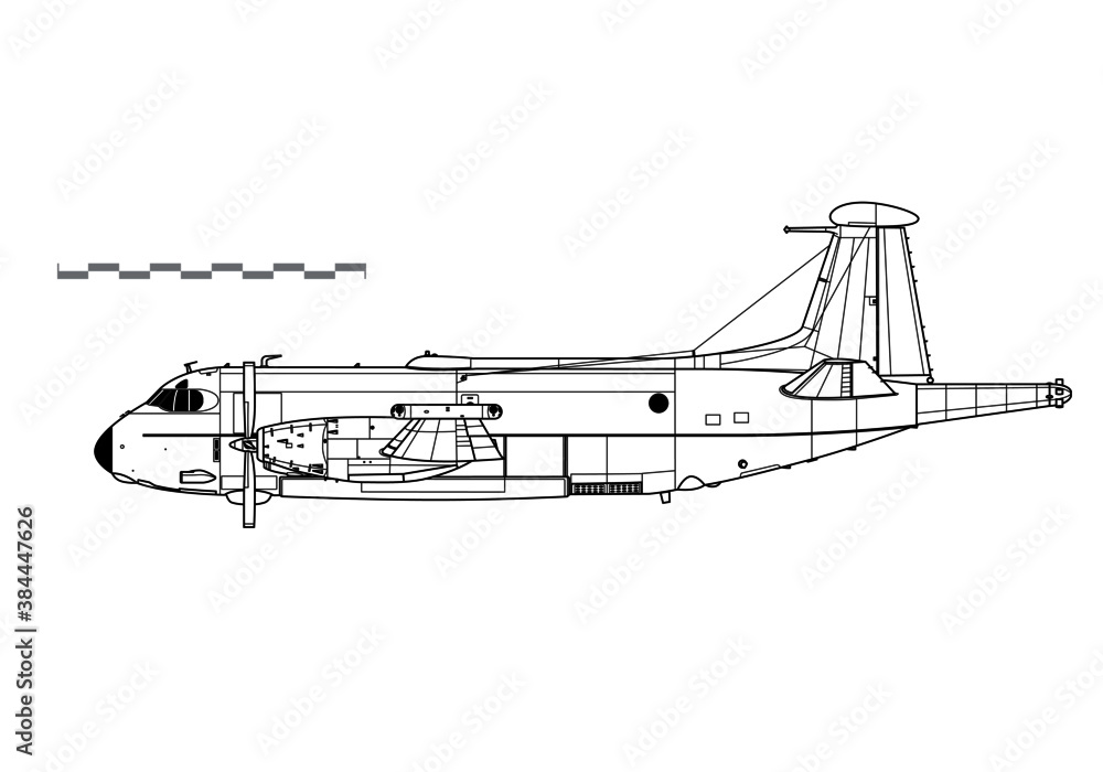 Breguet Br.1150 Atlantic. Vector drawing of maritime patrol aircraft ...