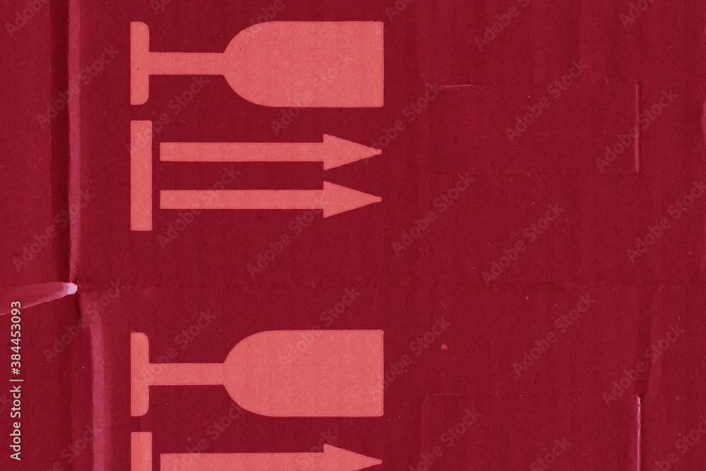 A red vintage rough sheet of carton. Recycled environmentally friendly ...