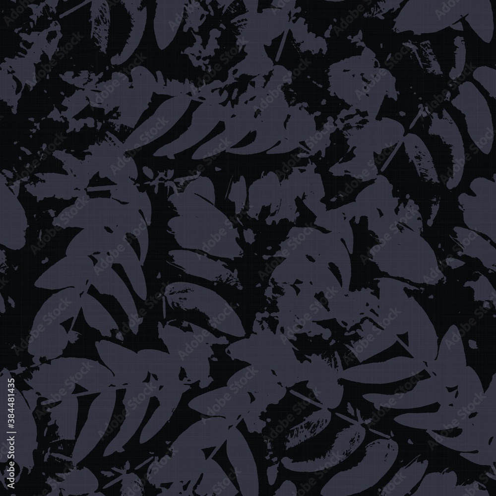 Dark moody almost black leaf seamless pattern. High quality ...