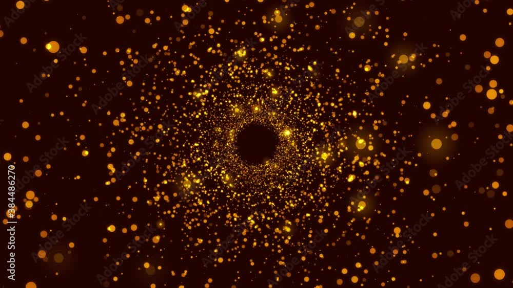 glittering golden particle tunnel,motion background shining gold ...