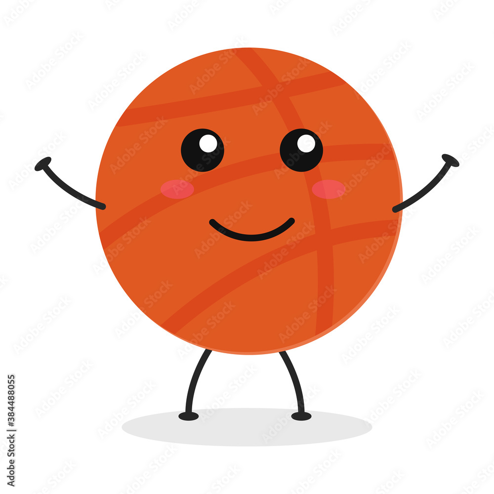 Cute flat cartoon basketball illustration. Vector illustration of a ...