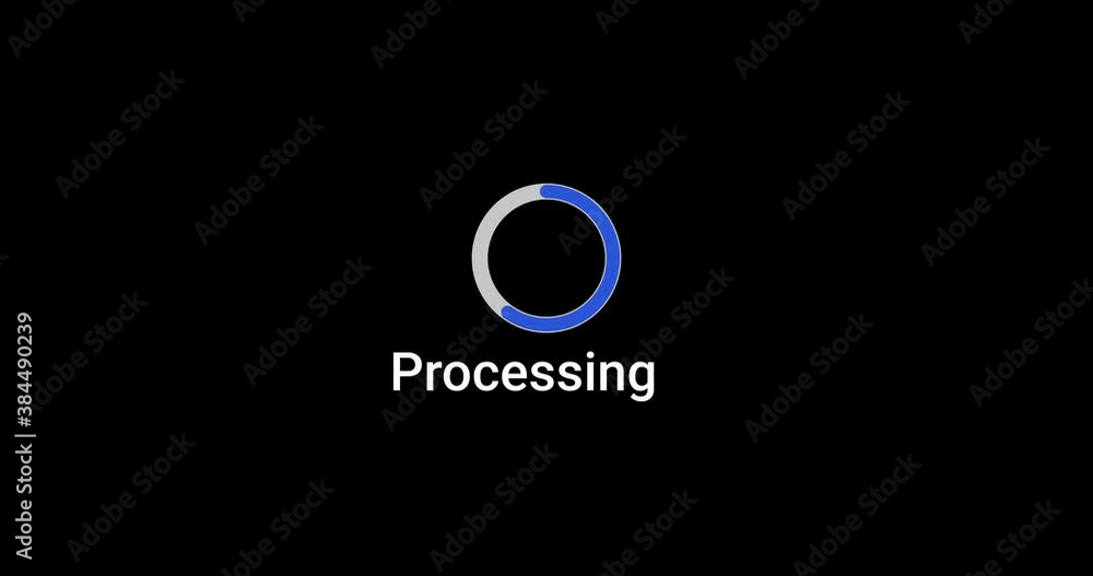 Processing progress bar computer screen animation loop isolated on ...
