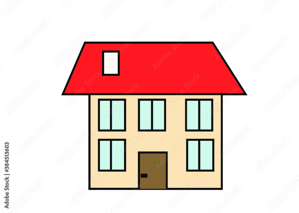 Plakat dom, domek jednorodzinny, budowa, rodzina, budynek, komin ...