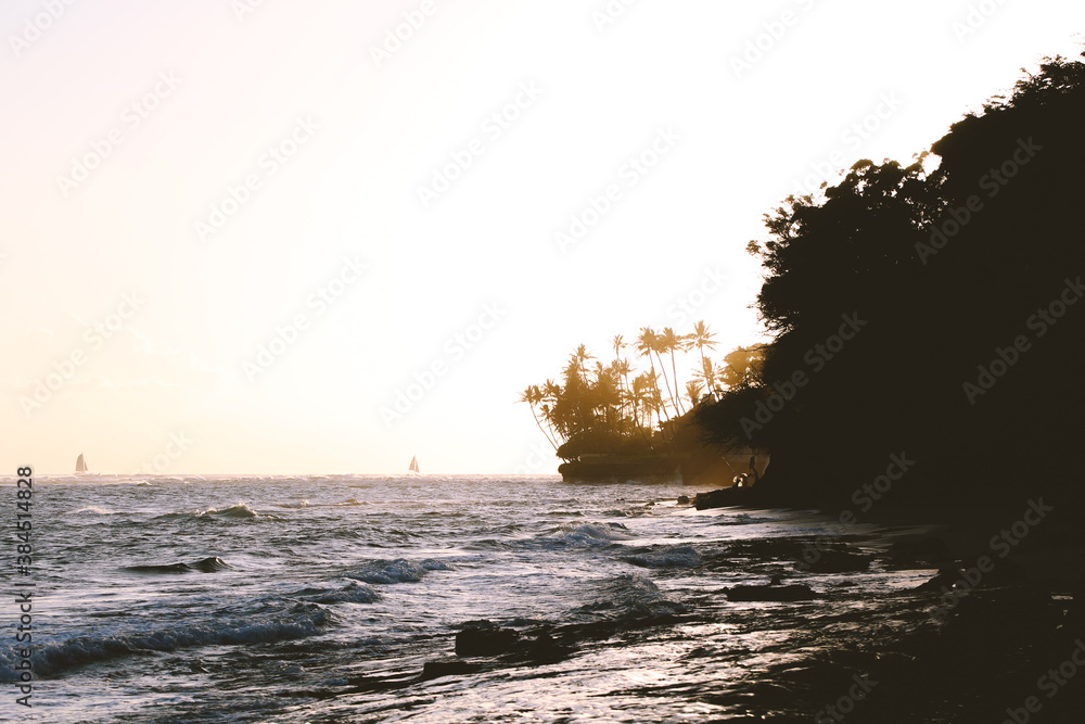 sunset at Diamond Head Beach Park, honolulu, oahu, hawaii Stock Photo ...