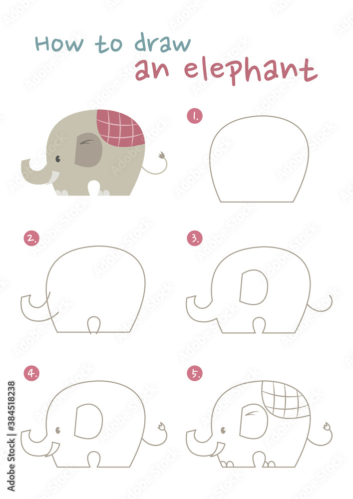 How to Draw an elephant Stock Vector | Adobe Stock