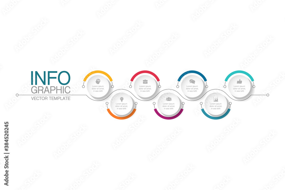 Vector infographic template, 7 steps or options. Data presentation ...