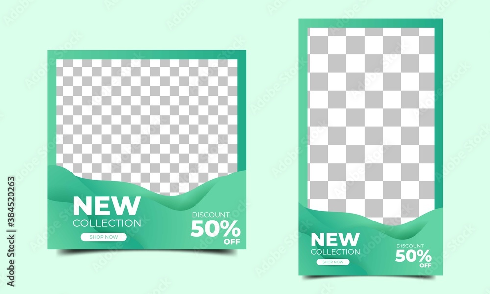 Set of editable square background. Modern post template design with ...
