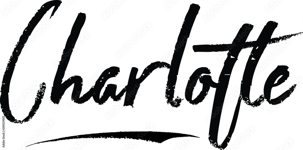 Charlotte-Female name Modern Brush Calligraphy on White Background ...