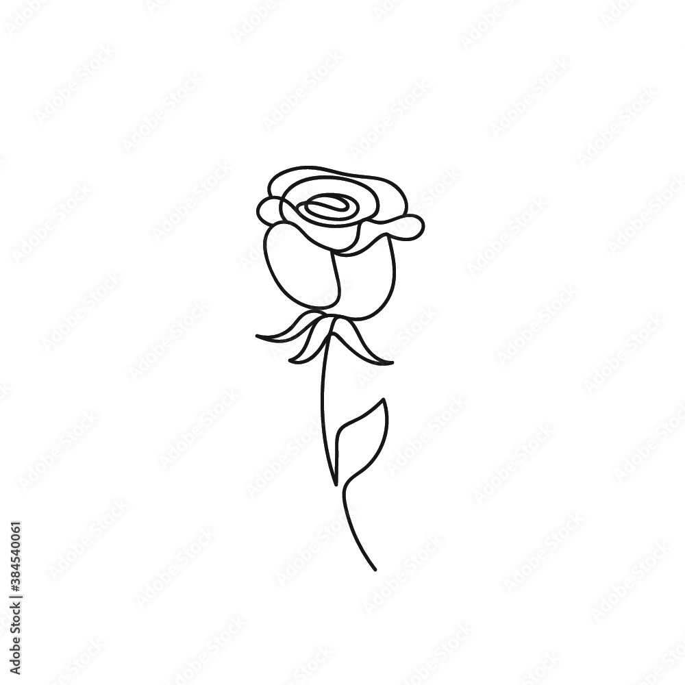 One line rose design. Hand drawn minimalism style vector illustration ...