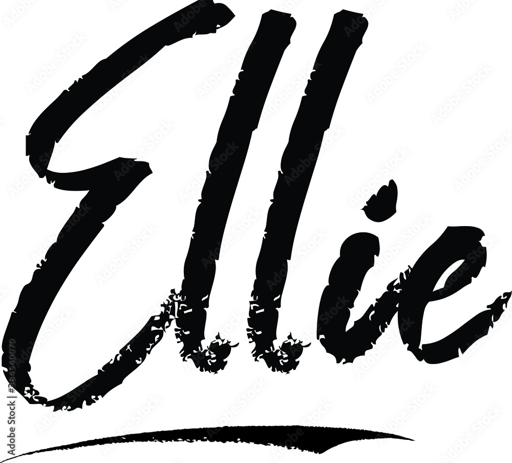 Poster Ellie-Female name Modern Brush Calligraphy on White Background ...