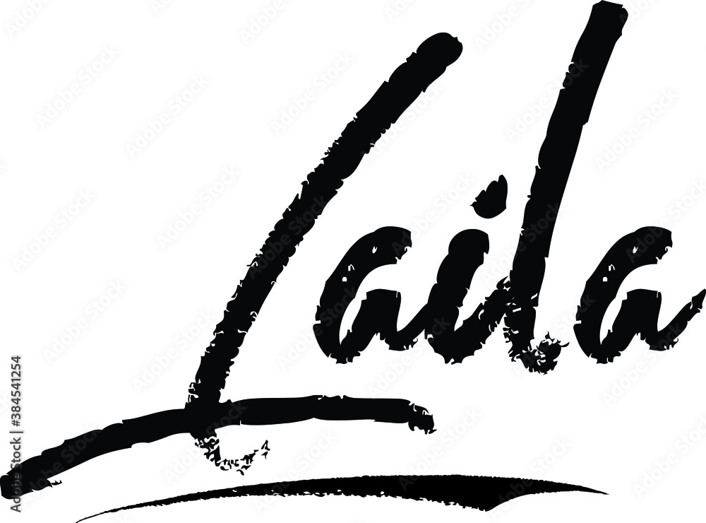 Laila-Female name Brush Calligraphy on White Background Stock Vector ...