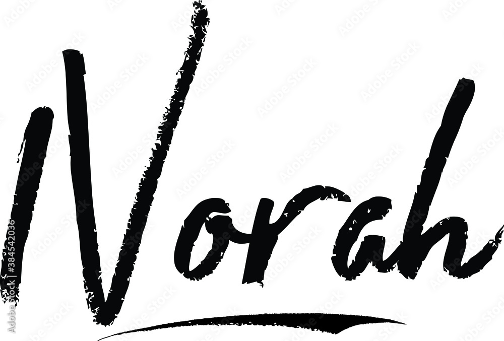 Norah-Female name Brush Calligraphy on White Background Stock Vector ...