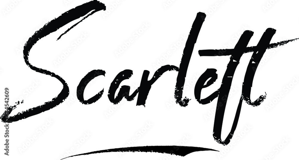 Scarlett-Female name Modern Brush Calligraphy on White Background ...