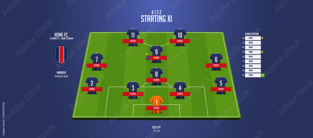 Football or soccer match lineups formation infographic. Set of football ...