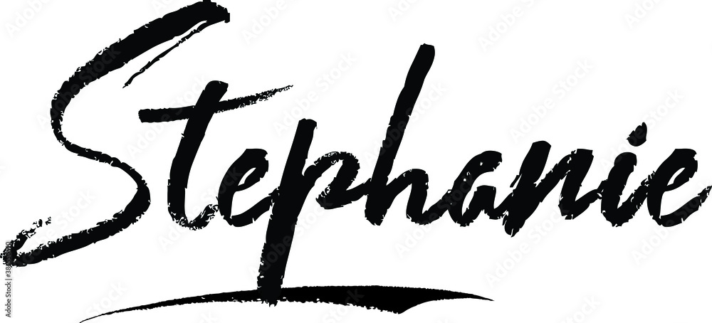 Stephanie Female name Modern Brush Calligraphy on White Background ...
