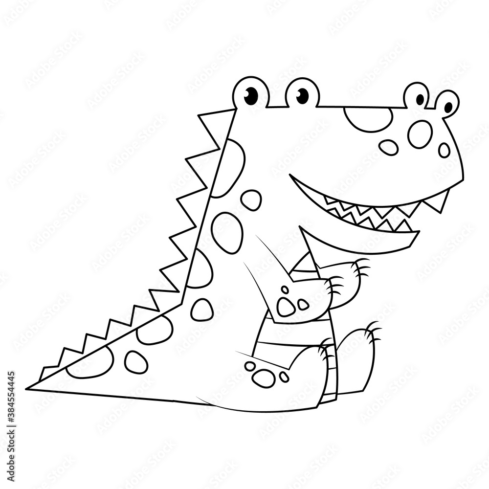Crocodile Vector Cartoon Coloring Page Stock Vector | Adobe Stock
