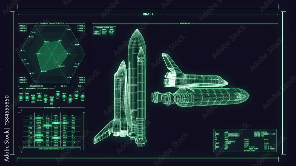 Green Mission Control Center screen with indicators and launch ...