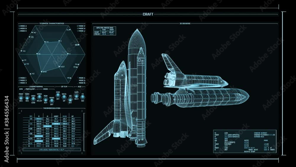Blue Mission Control Center screen with indicators and launch ...
