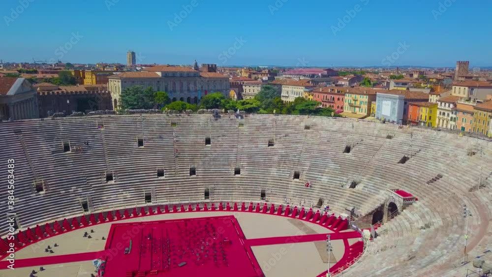 Aerial View Of Arena Di Verona, Italy. The video was filmed over the ...