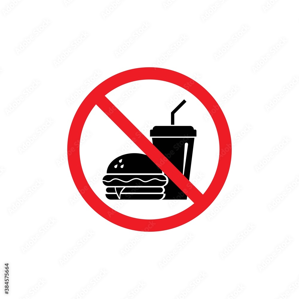 No food stop eat or drink prohibition sign Stock Vector | Adobe Stock
