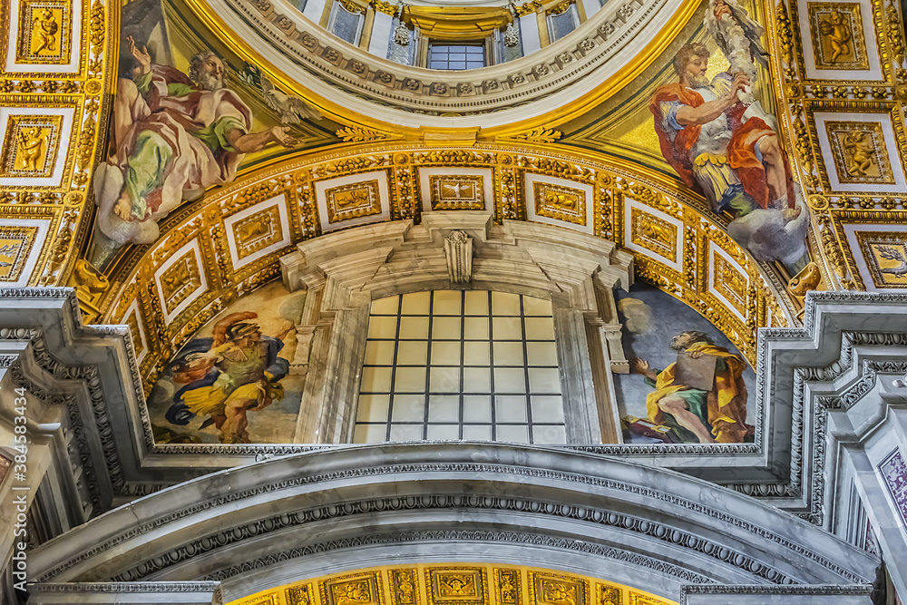 Interior of St. Peter's Basilica: Fragments of walls and ceiling of ...