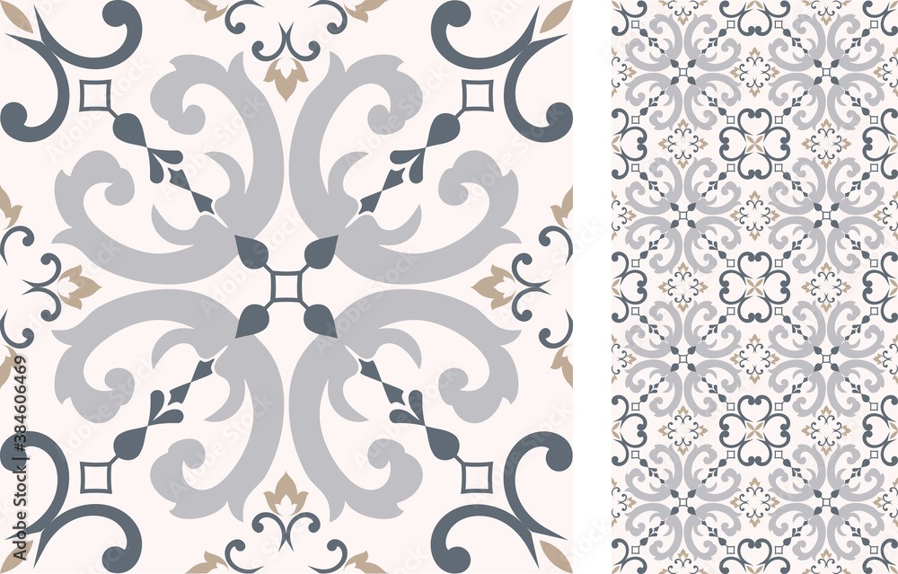 Seamless Azulejo tile. Portuguese and Spain decor. Ceramic tile. Vector ...