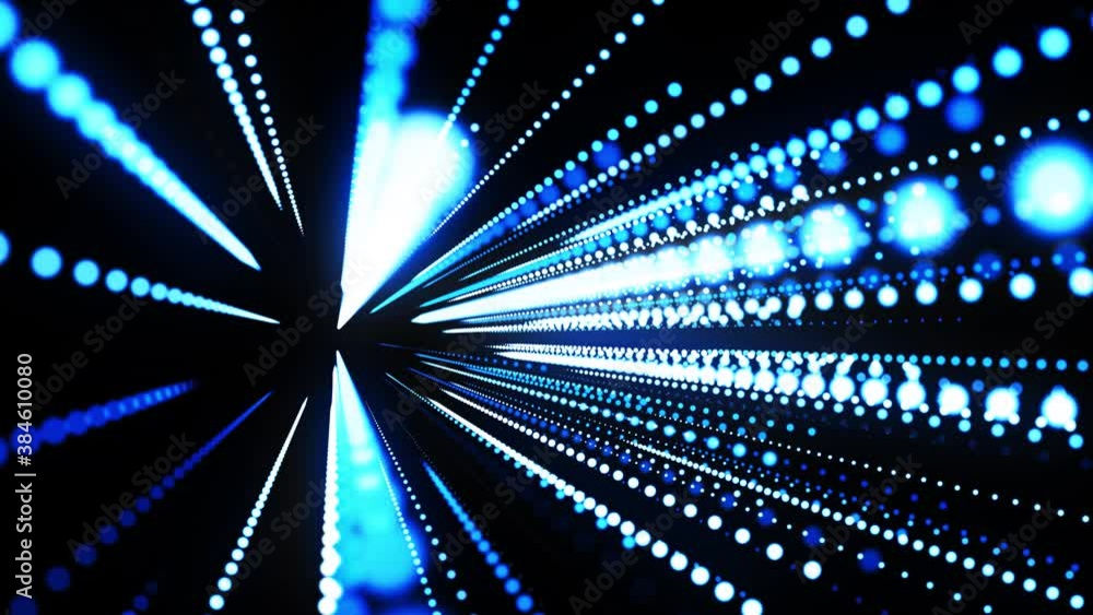 abstract 3d loop background with glowing particles lined up in rows in ...