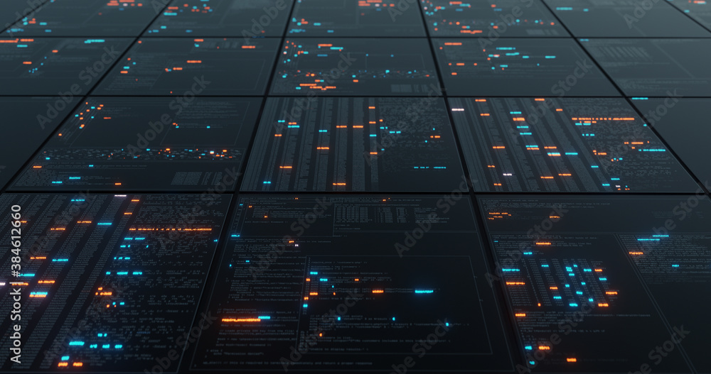 Futuristic hi-tech user interface multi display with digital code and ...