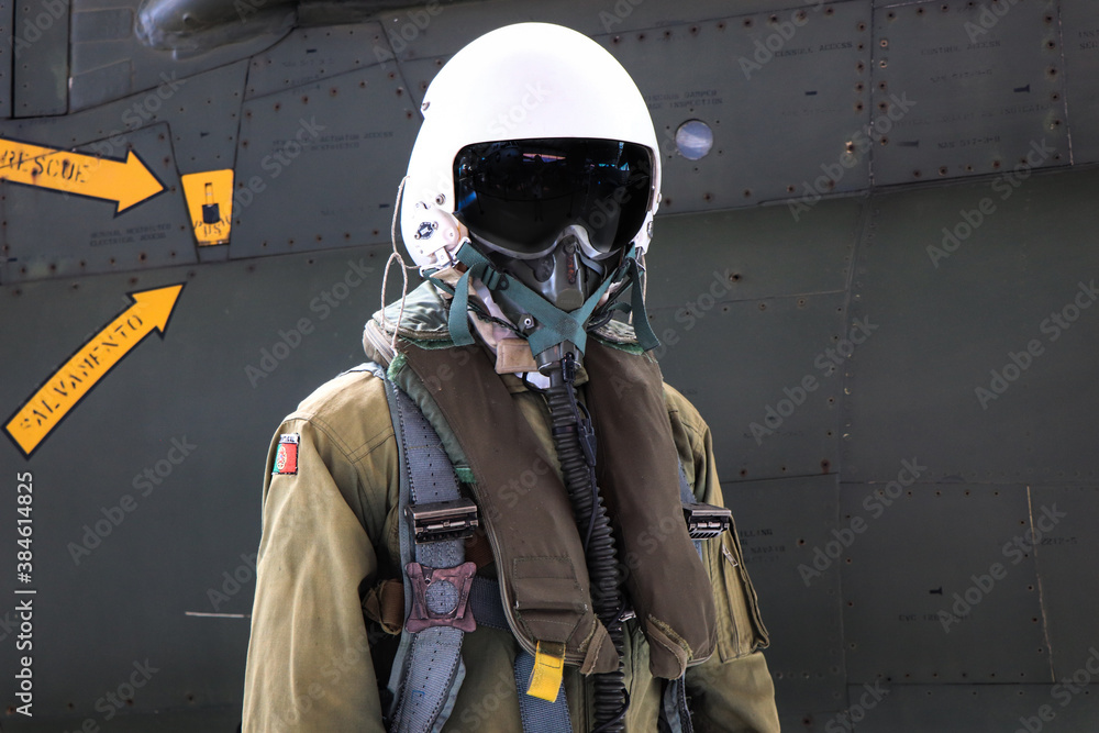 Military pilot uniform with aircraft in background Stock Photo | Adobe ...