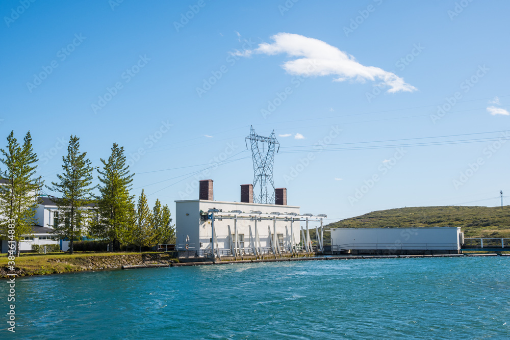 Irafoss hydroelectric power plant in river Sogid in Iceland Stock Photo ...