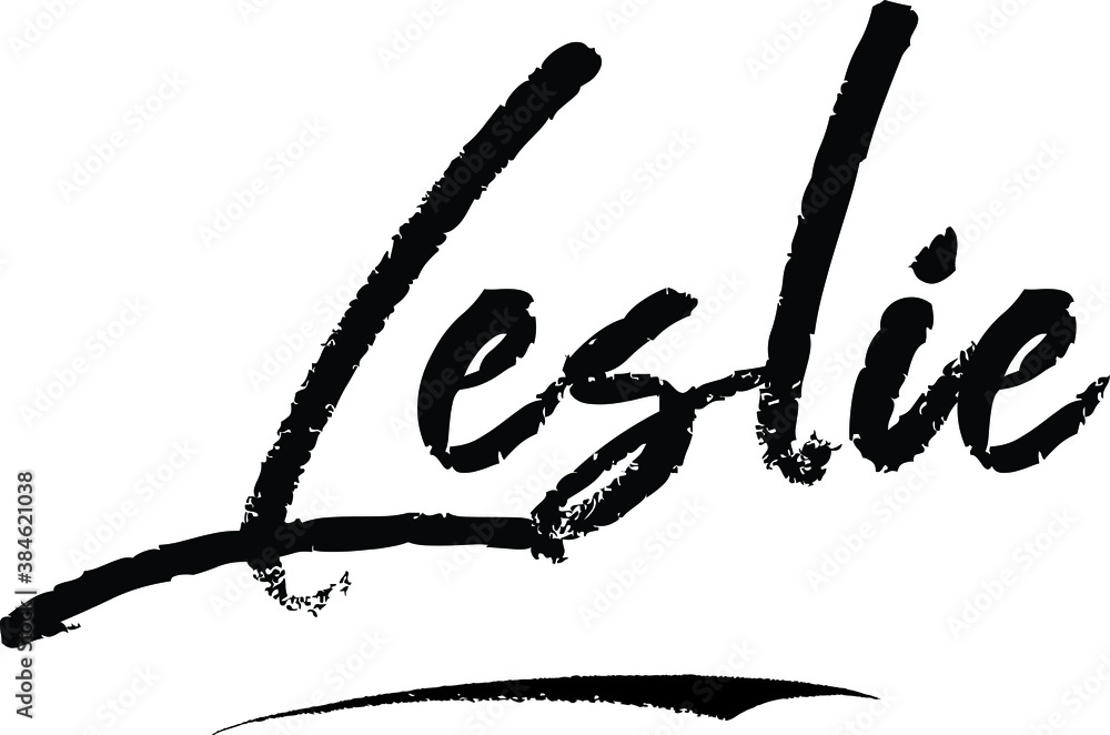Leslie-Female name Modern Brush Calligraphy on White Background Stock ...