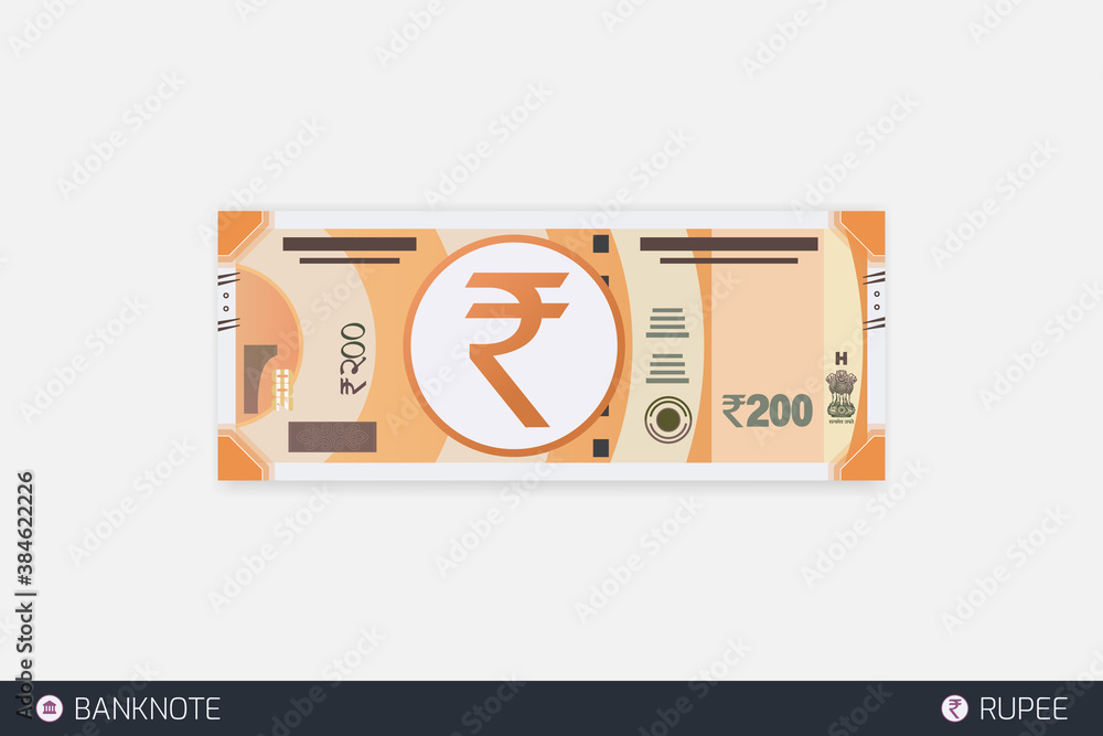 Rupee Indian currency symbol. Flat style Indian two hundred rupee ...