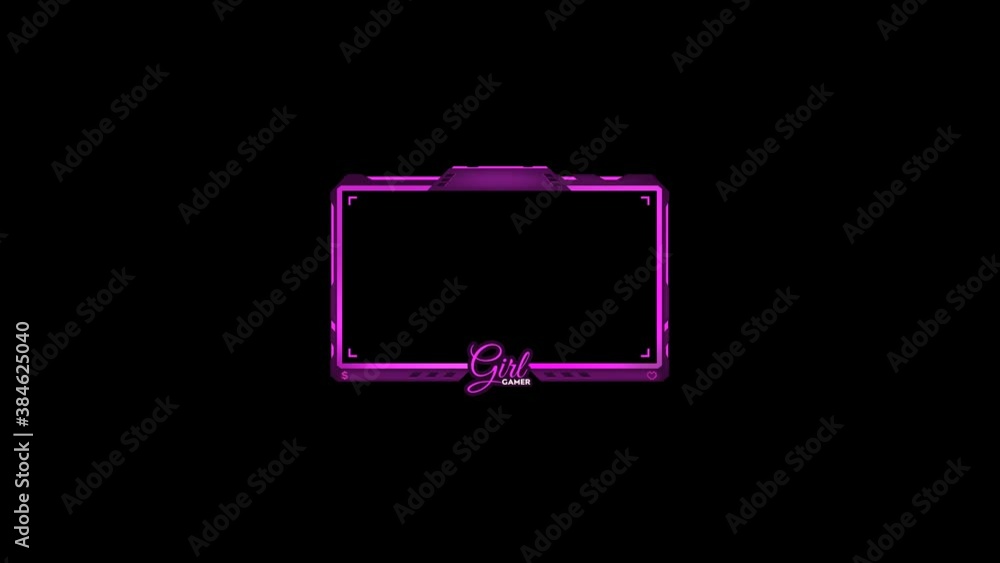 Stream overlay pink facecam Animation for girl gamer. 10 seconds video ...
