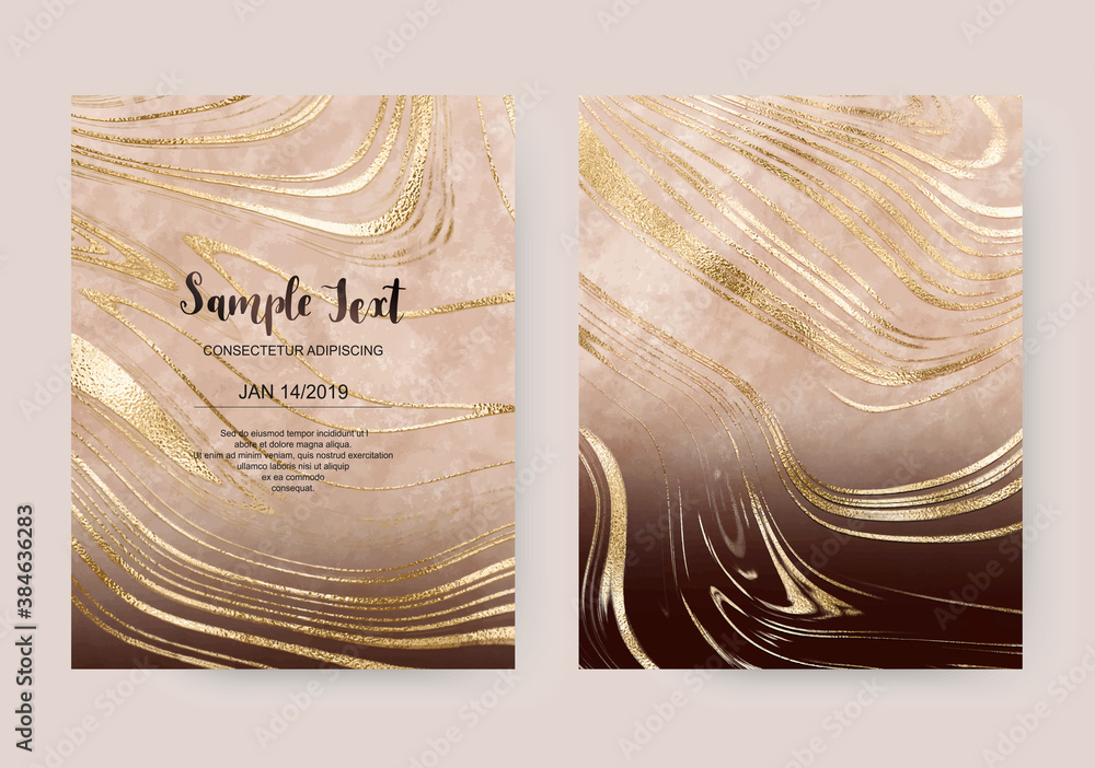 Elegant blurred celebration invitation cards with gold marble texture ...