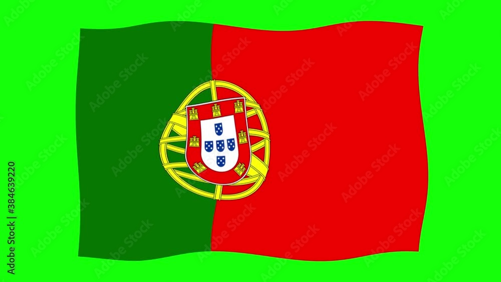 Portugal Flag Waving and Flutter Green Screen Background Animation ...