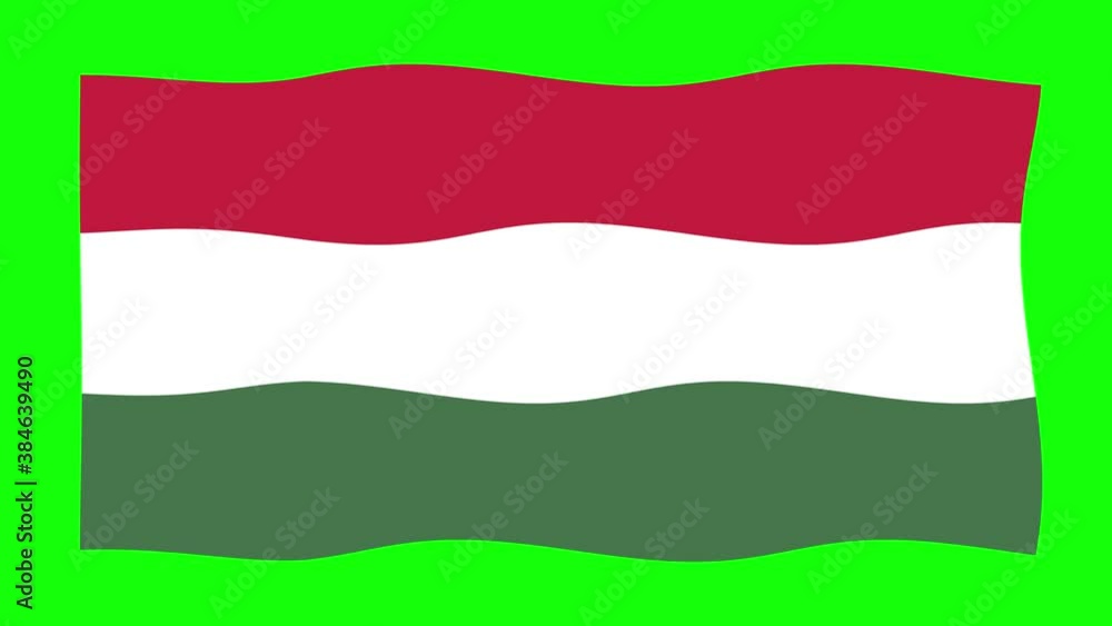 Hungary Flag Waving and Flutter Green Screen Background Animation Stock ...