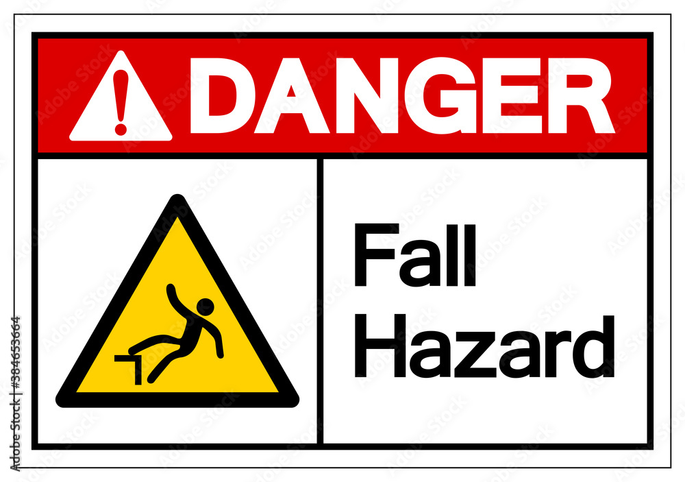 Danger Fall Hazard Symbol, Vector Illustration, Isolate On White ...
