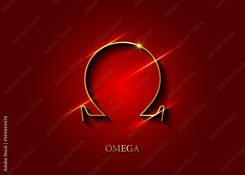 Vetor de omega sign, gold logo, Golden Greek Omega Letter Symbol ...