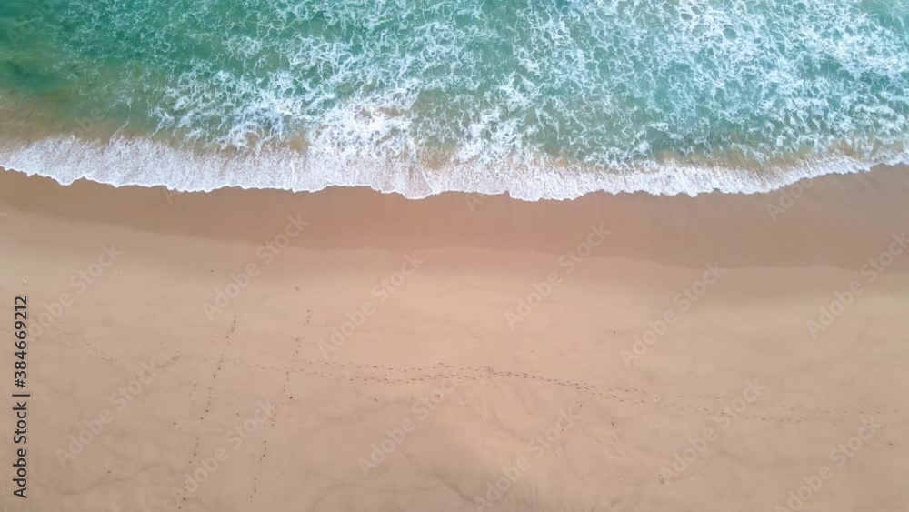 4K Aerial view top view Beautiful topical beach with white sand. Top ...