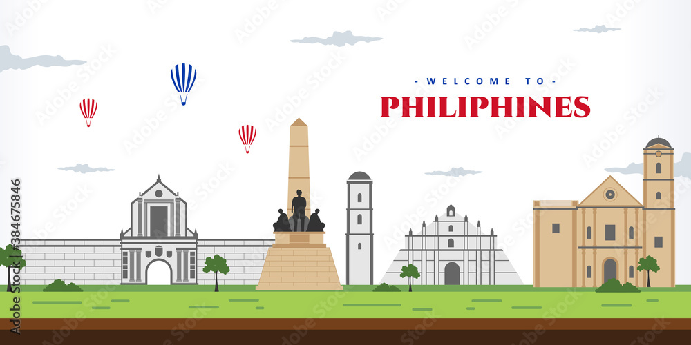 Manila city skyline. Aerial panoramic view of Philiphines city ...