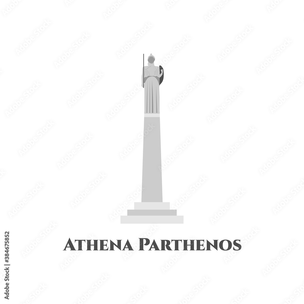 Athens, Attica, Greece isolated on white background. Athena Parthenos ...
