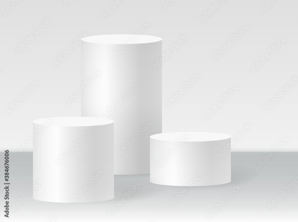 Cylinder podium scene, winner pedestal. White cylinder template for ...