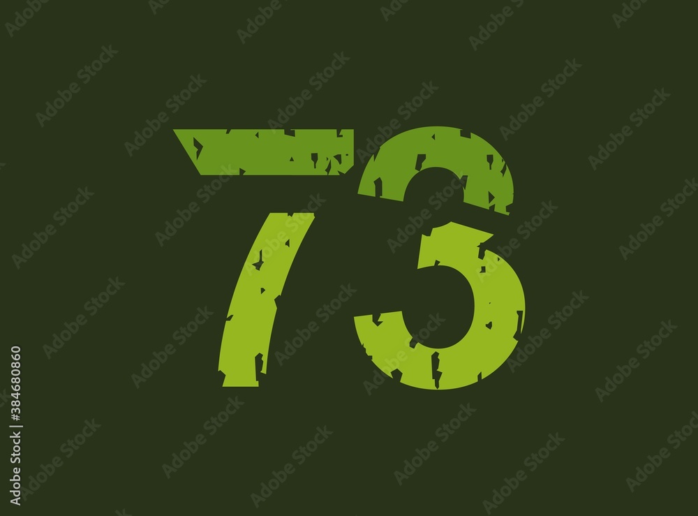 73 vector number made of grungy, grunge texture. Rubber stamp imprint ...