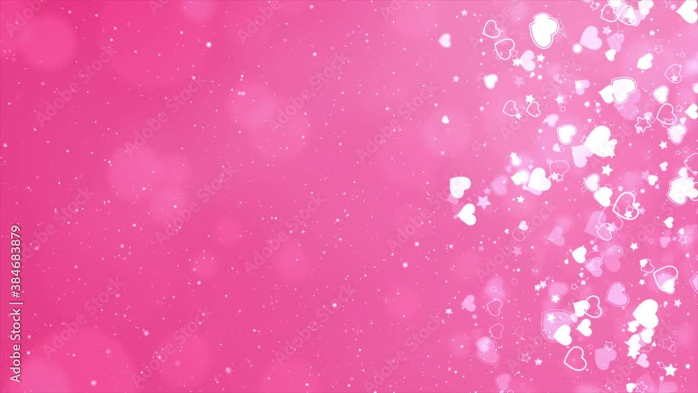 Abstract Bright Pink background with sparkling heart shapes on the ...