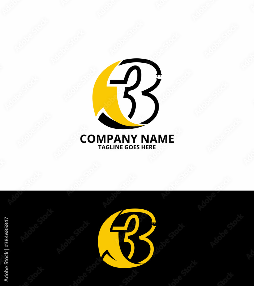 Flash initial number 3 Logo Icon Template. Illustration vector graphic ...