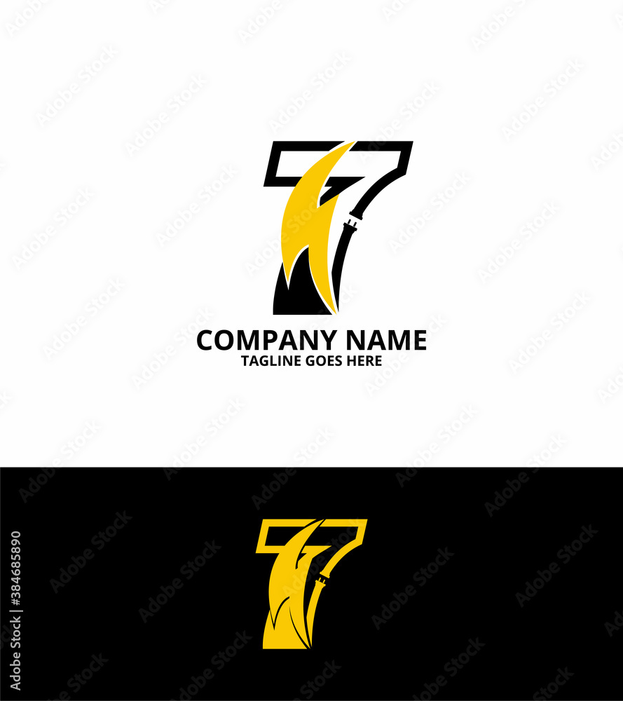 Flash initial number 7 Logo Icon Template. Illustration vector graphic ...