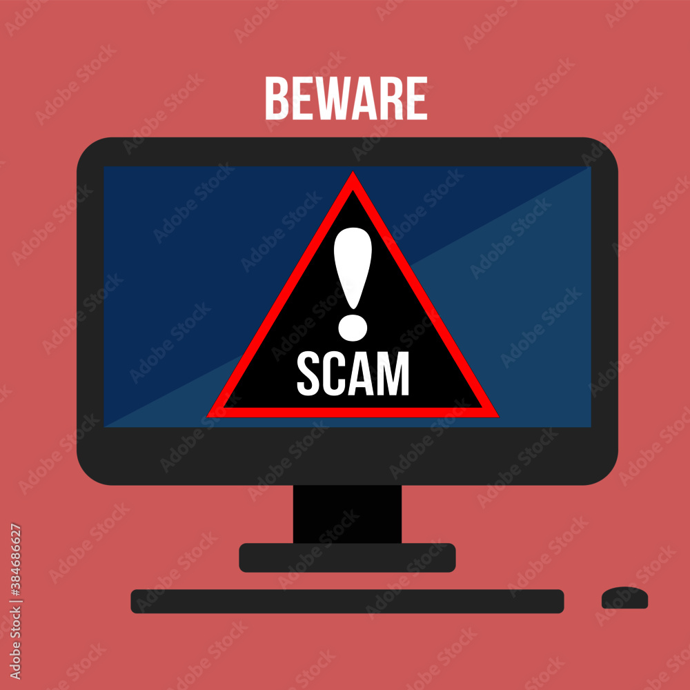 Beware Of Scammer warning vector drawing Stock Vector | Adobe Stock