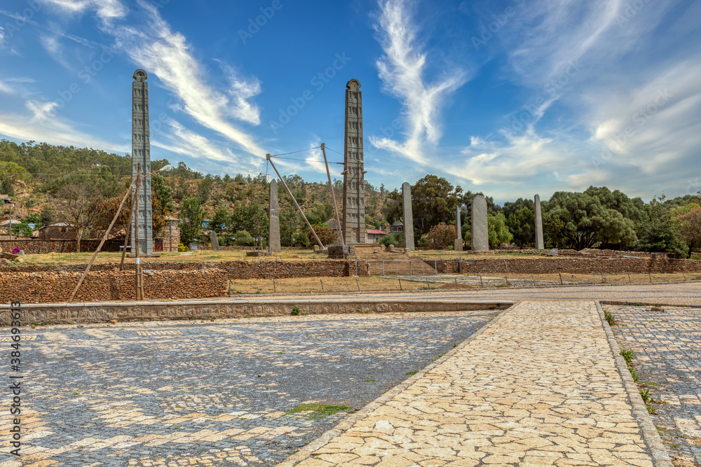 Ancient monolith stone obelisk, symbol of the old Aksumite civilization ...
