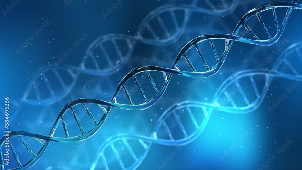 Wireframe DNA molecules structure mesh on soft blue loop background 4k ...